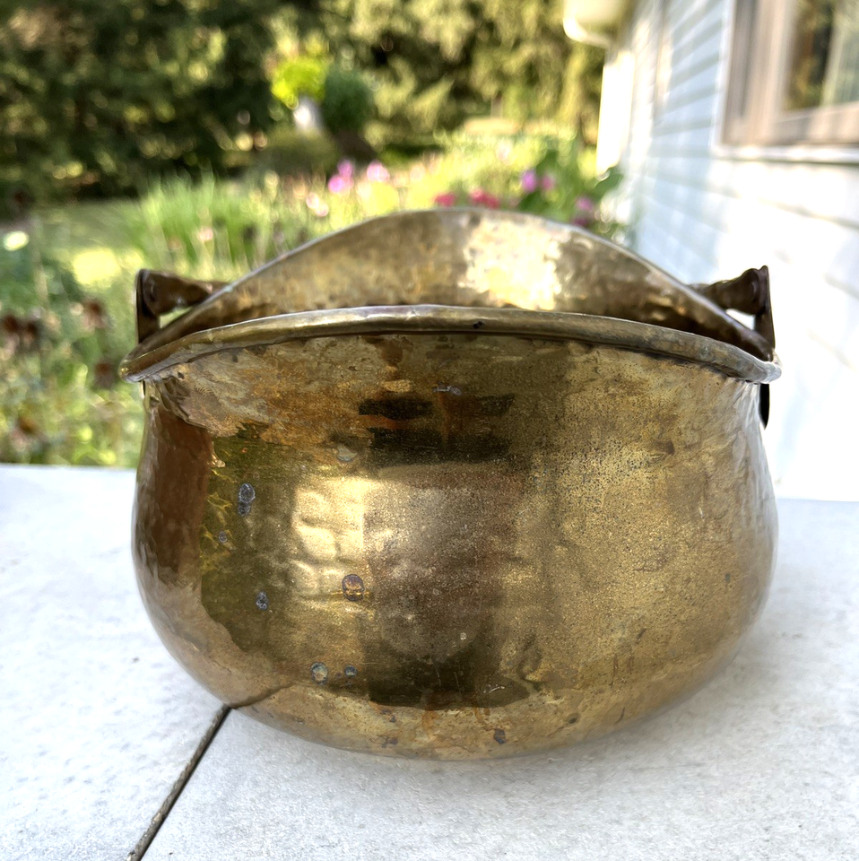Vintage Hammer Brass Scoop Sided Bucket with Hammer Handle 8 1/2 inches ...