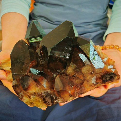 7.26LBNatural and beautiful tea yellow quartz crystal cluster mineral ...