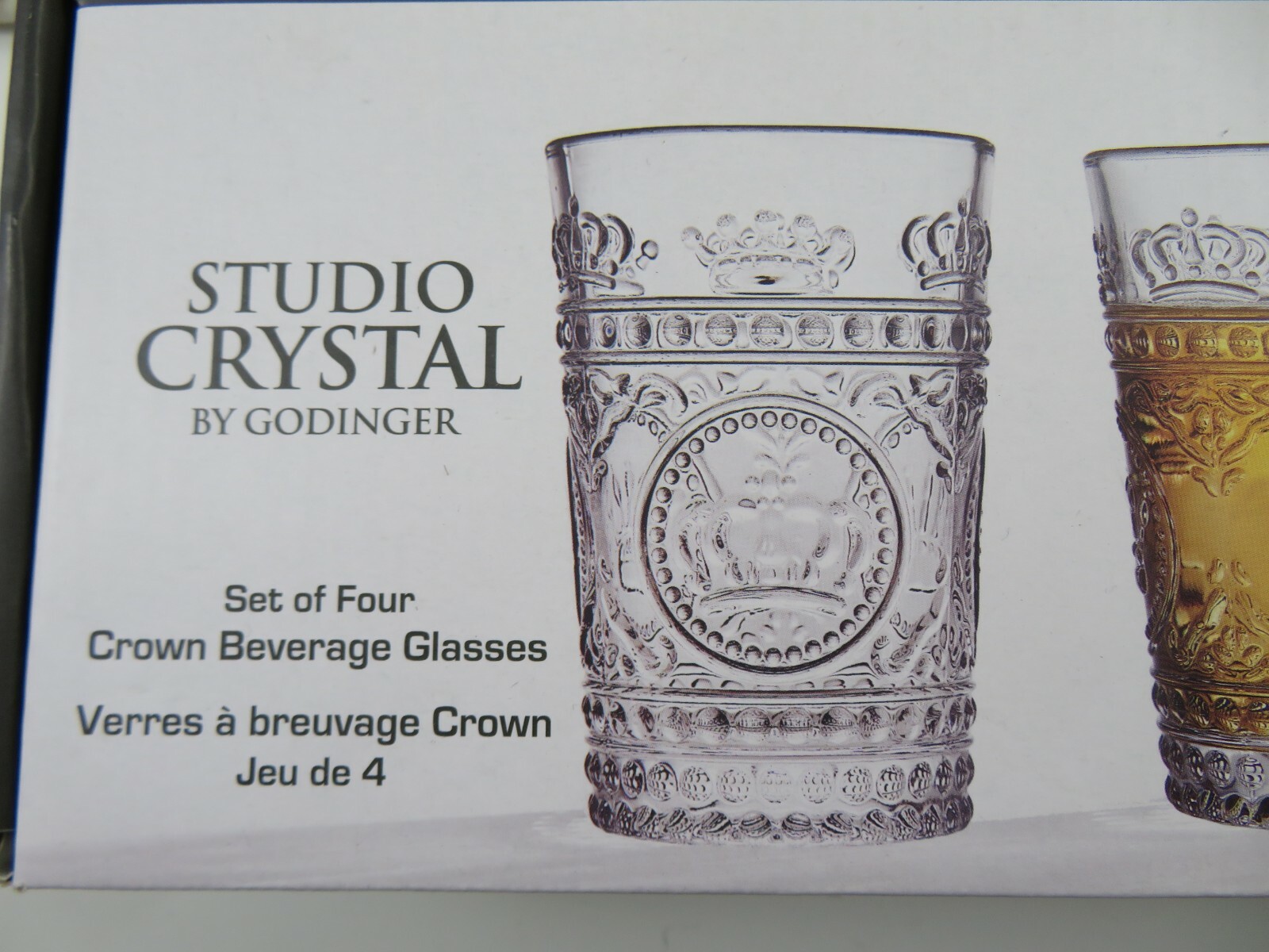 Studio Crystal by Godinger Beverage Glasses Clear Crowns Set 4 8 Oz for ...