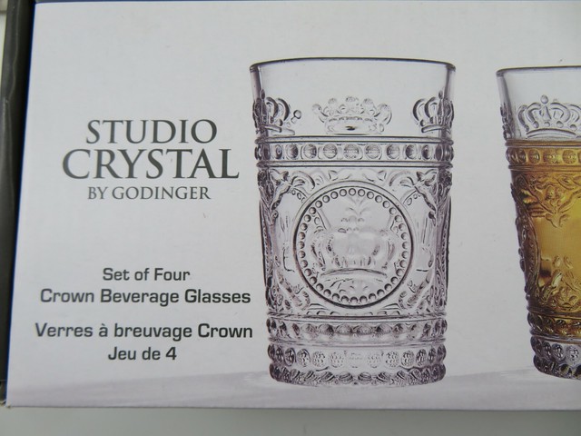 Studio Crystal by Godinger Beverage Glasses Clear Crowns Set 4 8 Oz for ...