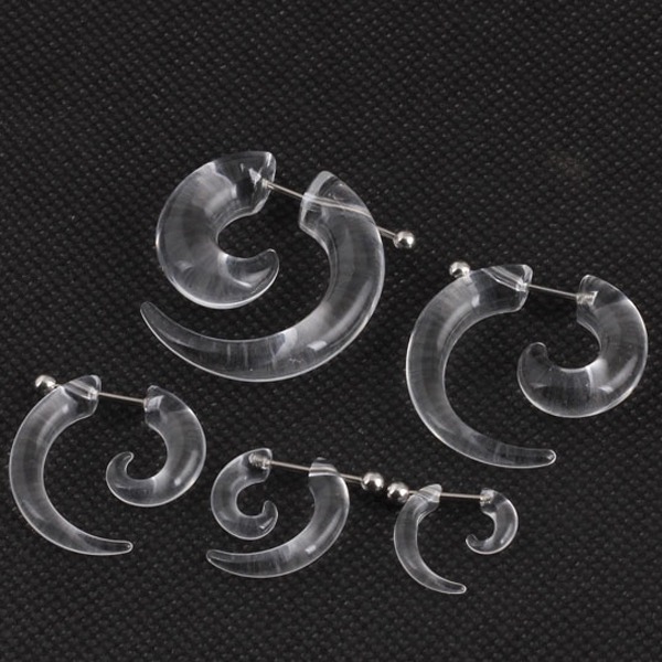 Punk Pair Acrylic Spiral Horn Gauge Fake Cheater Stretcher Ear Plug ...