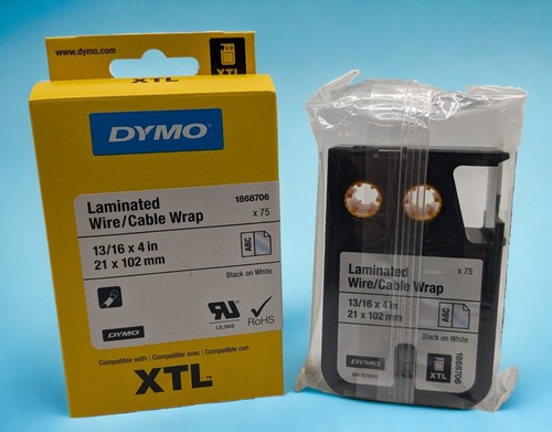 DYMO Rhino XTL 1868706 Laminated Wire/Cable Wrap 13/16 x 4" Black on ...