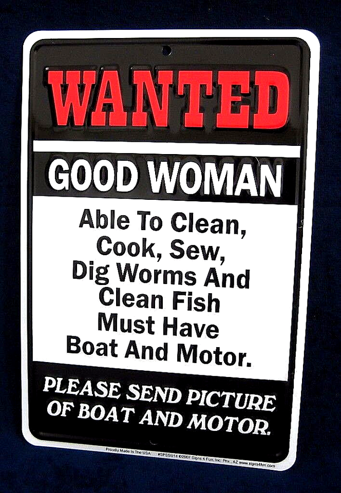 WANTED WOMAN with BOAT -*US MADE* Embossed Sign - Man Cave Garage Bar ...