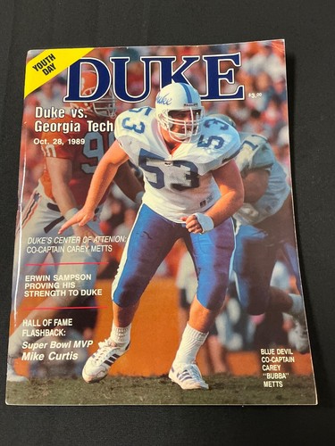 1989 Georgia Tech VS Duke Football Program Steve Spurrier's last season ...