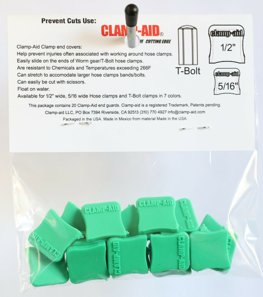 20 PK GREEN 1/2" Clamp-aid Hose Clamp End Caps Guards Covers Sleeves ...