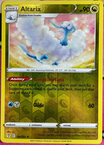Altaria Reverse Holo Rare - 106/203 - Evolving Skies Pokemon 2021 | eBay