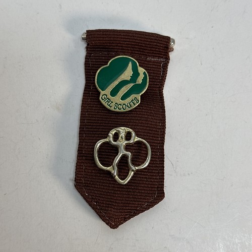 Vintage 1980 Girl Scout Pin Profile Marked GSUSA 1980 on Brown Ribbon ...