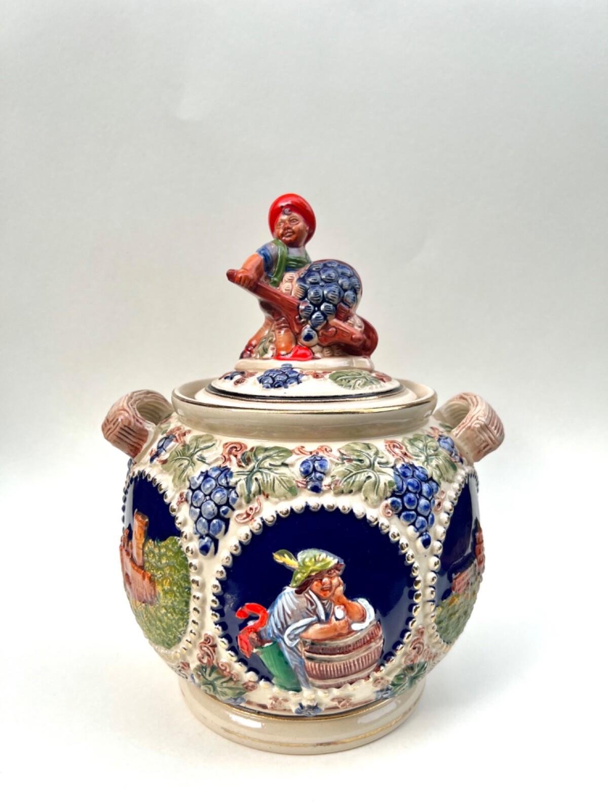 Vintage Gerz German Handgemalt Ceramic Lidded Punch/Wine Bowl cookie ...