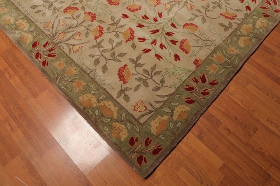 Multi Size Handmade Transitional Wool Botanical Floral Area Rug Beige ...