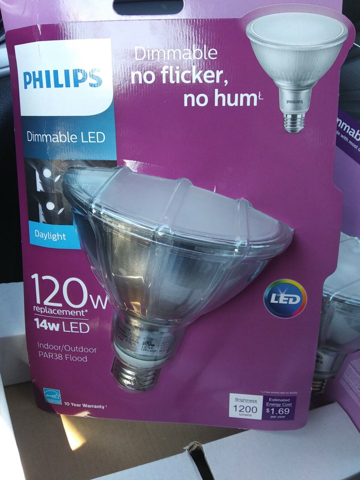 2 x New seal ! Philips 120 w PAR38 Medium Dimmable LED Floodlight Light ...