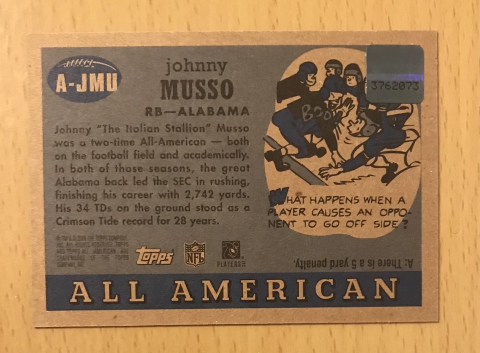 2005 TOPPS ALL-AMERICAN FOOTBALL AUTOGRAPH AUTO JOHNNY MUSSO ALABAMA ...