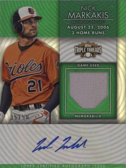 2012 Topps Triple Threads - Unity Autograph Relics Nick Markakis #TTUAR ...