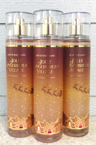 3 Bath & Body Works JOLLY GINGERBREAD VILLAGE Fragrance Mist 8oz LOT ...