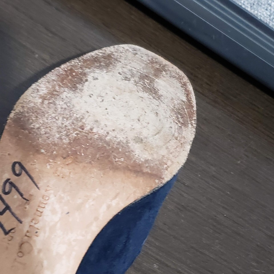 Kenneth Cole New York Blue Suede Women's Shoes Silver Chain Made in ...