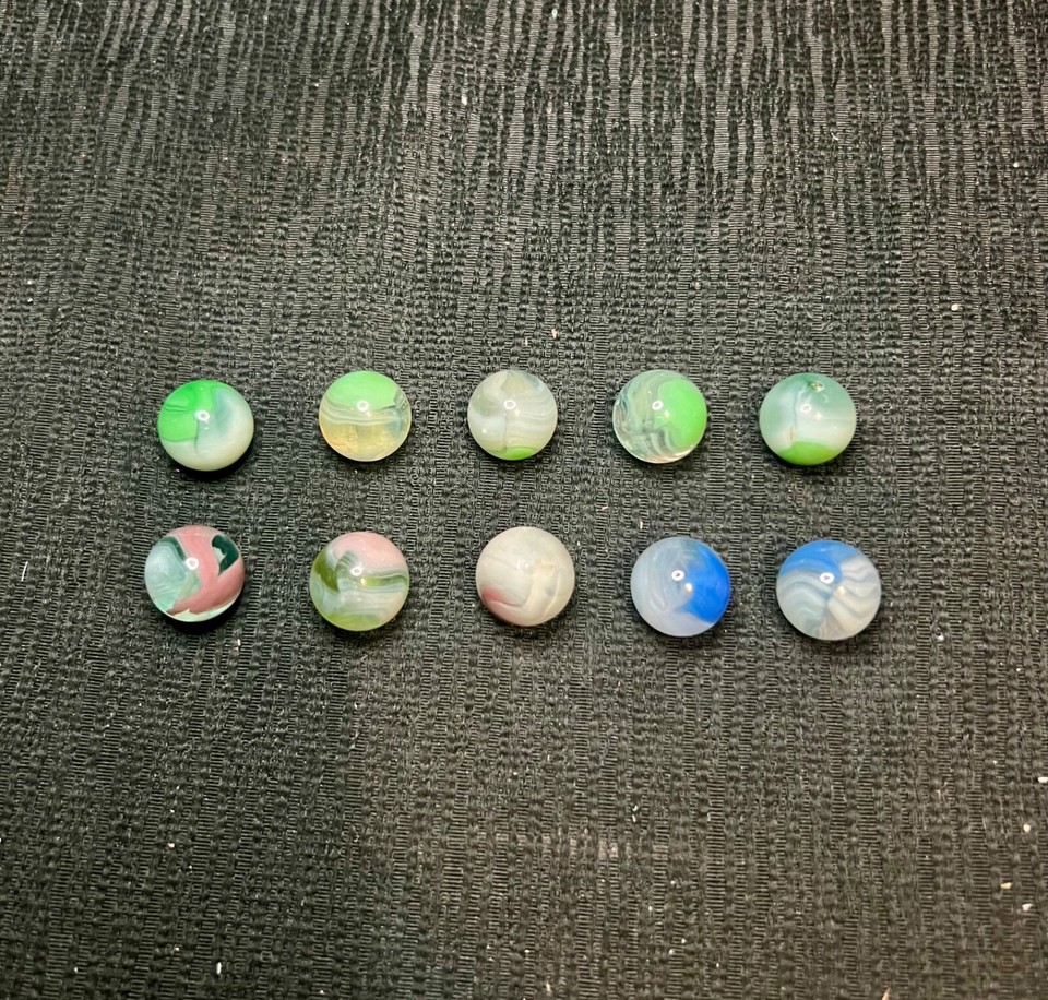 Vintage Vitro Agate HTF Conquer & Phantom Conquer Marbles Lot of 10 w ...