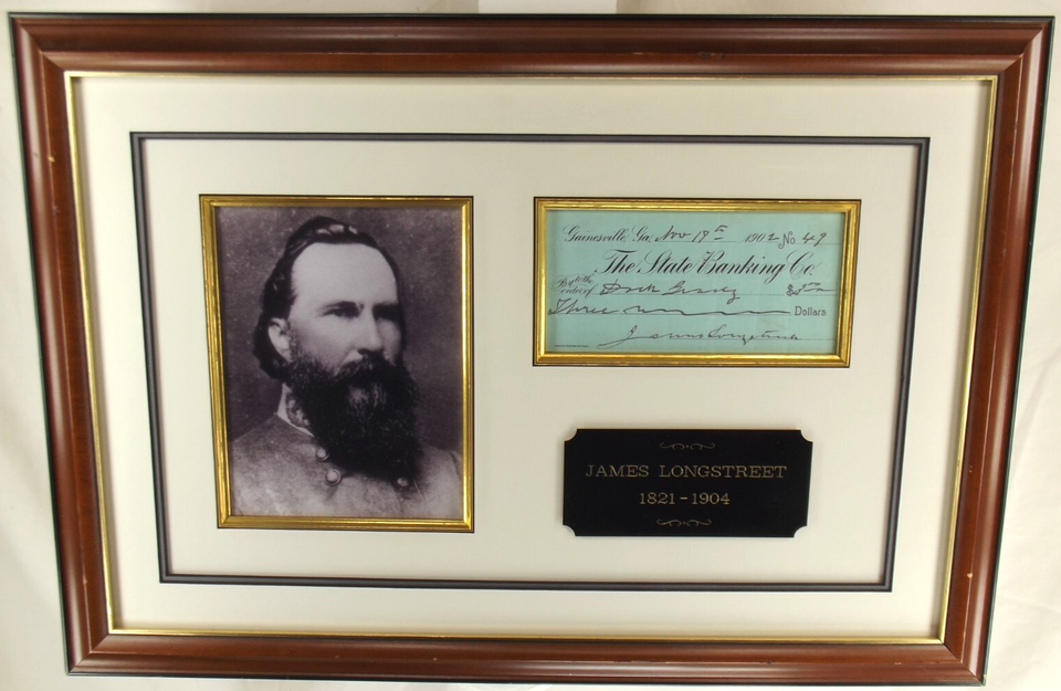 Confederate General James Longstreet Civil War Signed Autograph Check ...