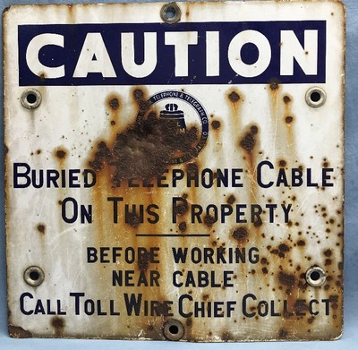 Vintage Porcelain Sign ~ Bell System ~Caution Buried Telephone Cable | eBay