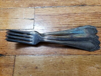 5 ANTIQUE VINTAGE COLLECTABLE * DEP ALPACCA * 90 PLATED FORKS 7" | eBay