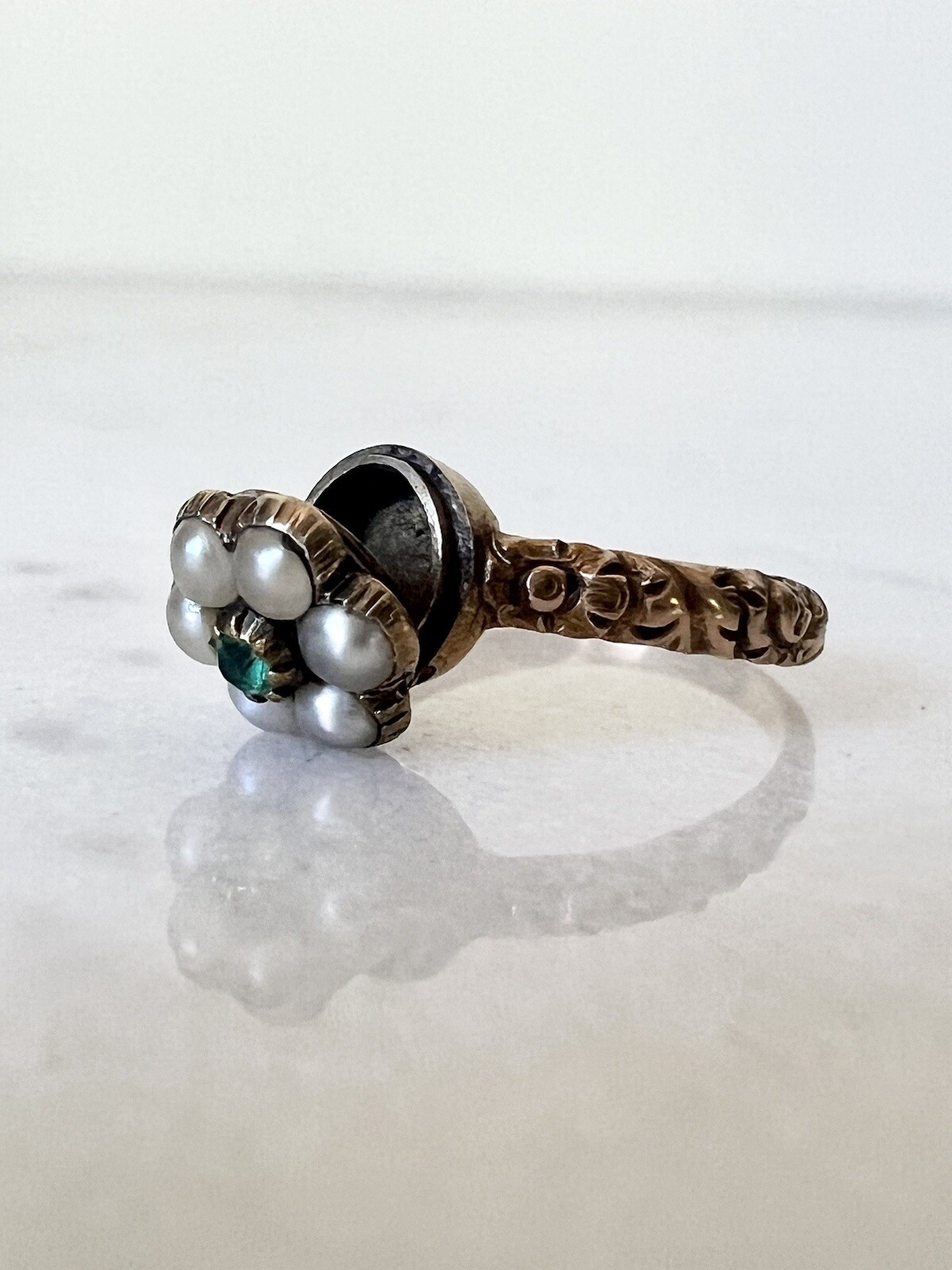 Rare Antique Georgian Poison Locket Ring Solid 15k Ro… - Gem