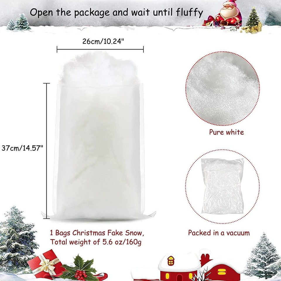 Christmas Fake Snow Decor Fiber Artificial Snow Cotton Snow Fluffy ...