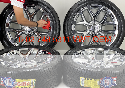 22" OEM FACTORY CHEVY GMC CHROME CADILLAC CHEVY SILVERADO WHEELS RIMS ...
