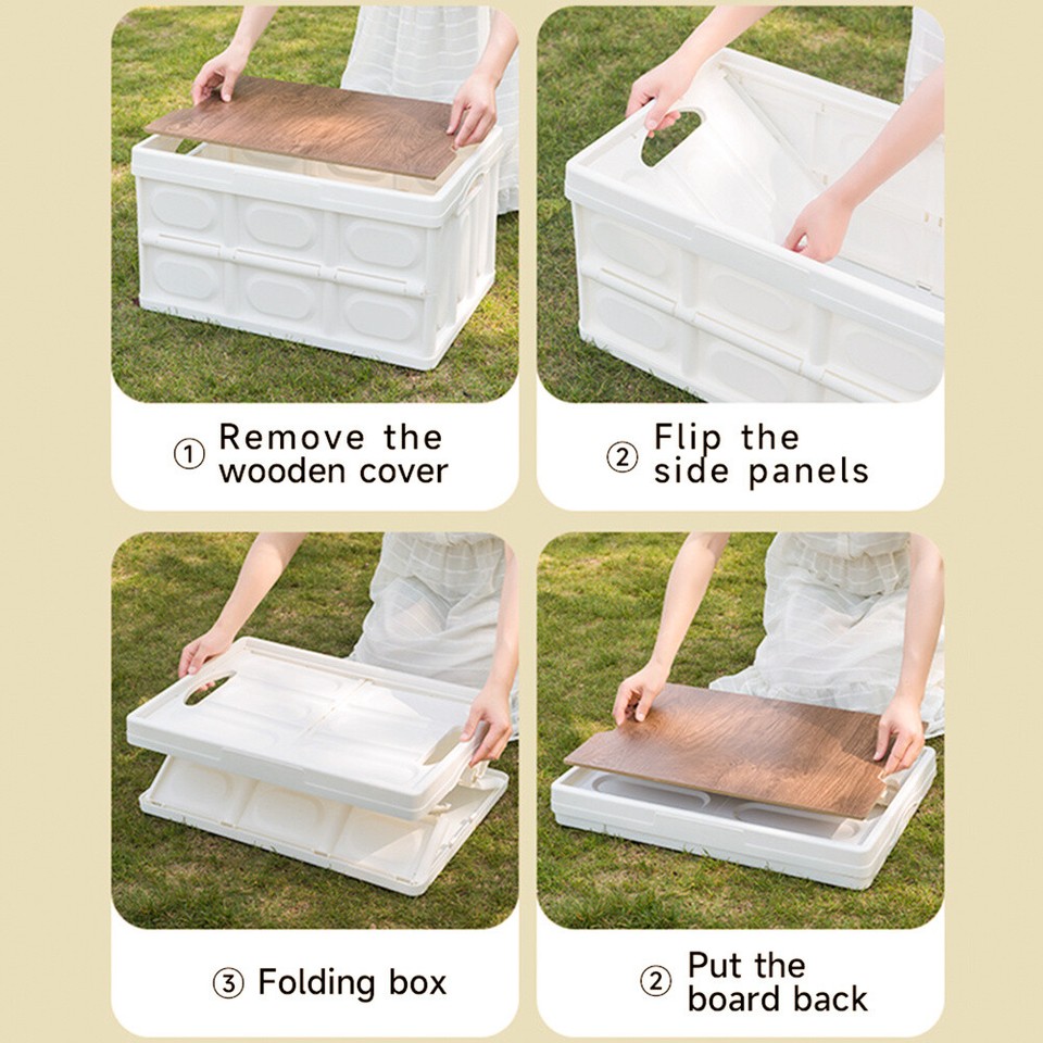 Large Folding Storage Box Stackable Baskets for Camping Caravan Picnic ...