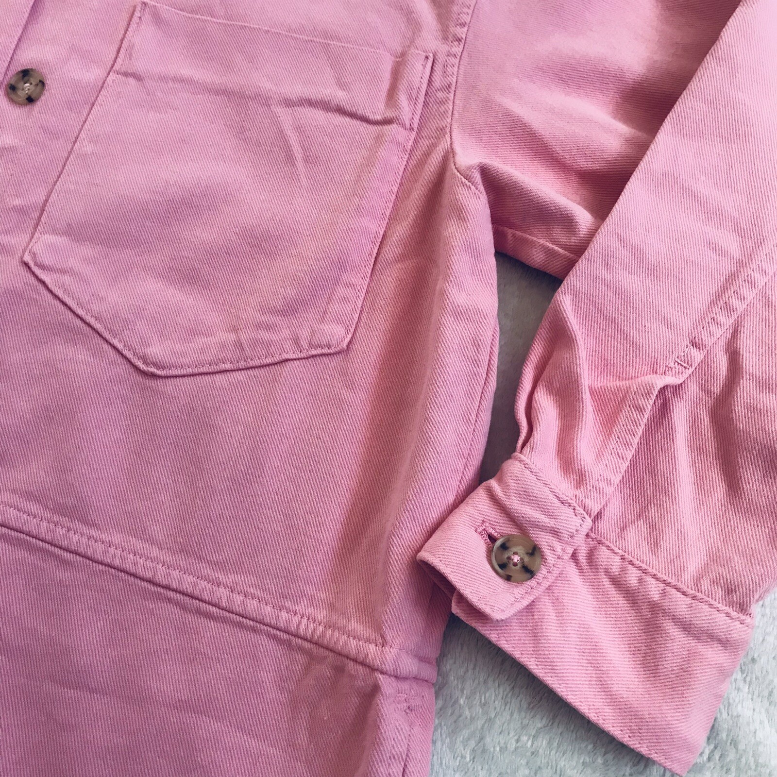 Zara Womens Pink Denim Oversized T-Shirt Jacket Size L | eBay