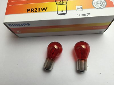 KIT 2 LAMP LAMPADE PHILIPS PR21W 12V 21W COLORE ROSSO LUCE STOP BAW15s ...