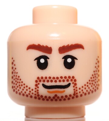 Lego Light Nougat Head Dual Sided Grin Beard Stubble Bushy Eyebrows ...