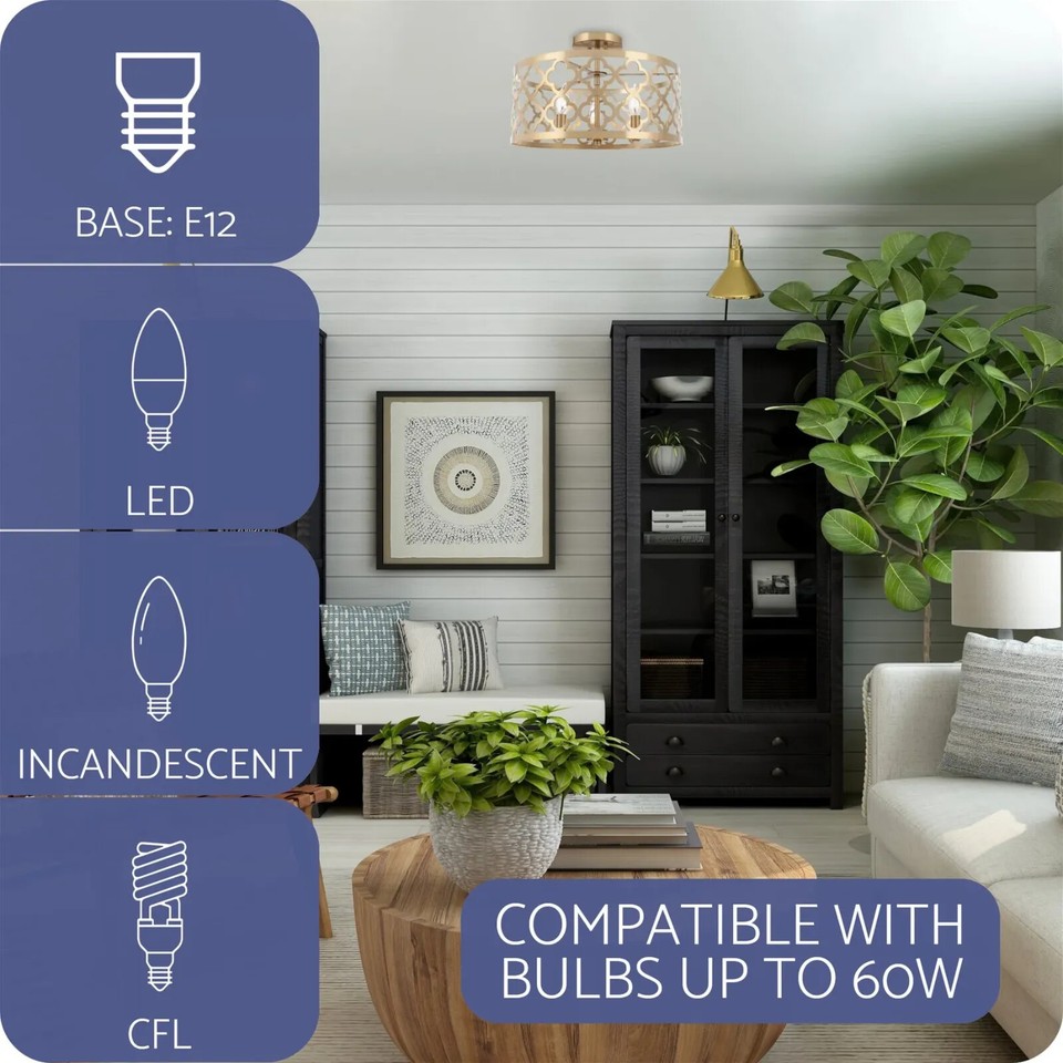 Kira Home Sutton 16" 3-Light Modern Semi-Flush Mount Ceiling Light ...