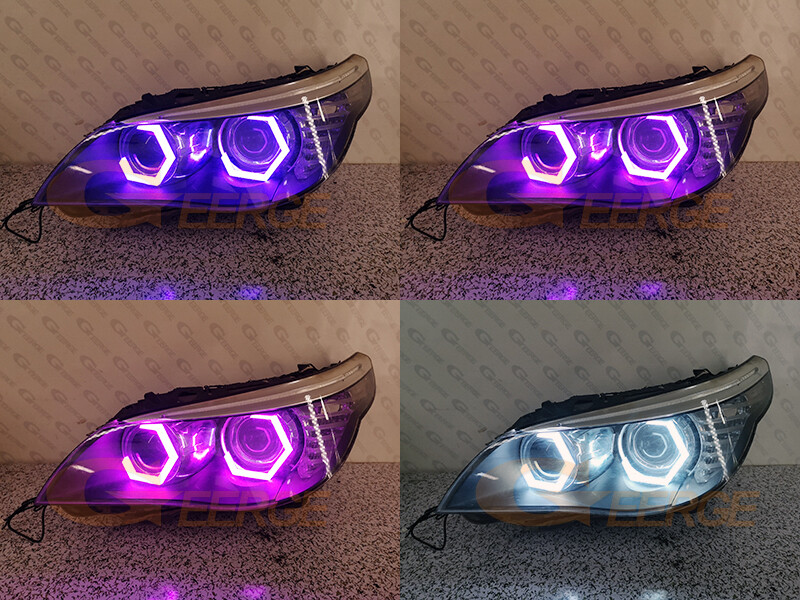For BMW E60 E61 LCI BT APP Dynamic Multi Color RGB LED Angel Eyes Hex ...