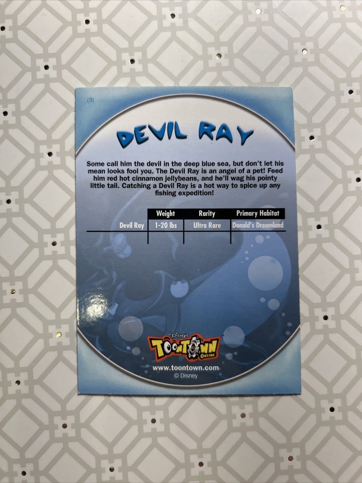 Original Toontown Online Trading Card Series 3 / Fish / Devil Ray | eBay