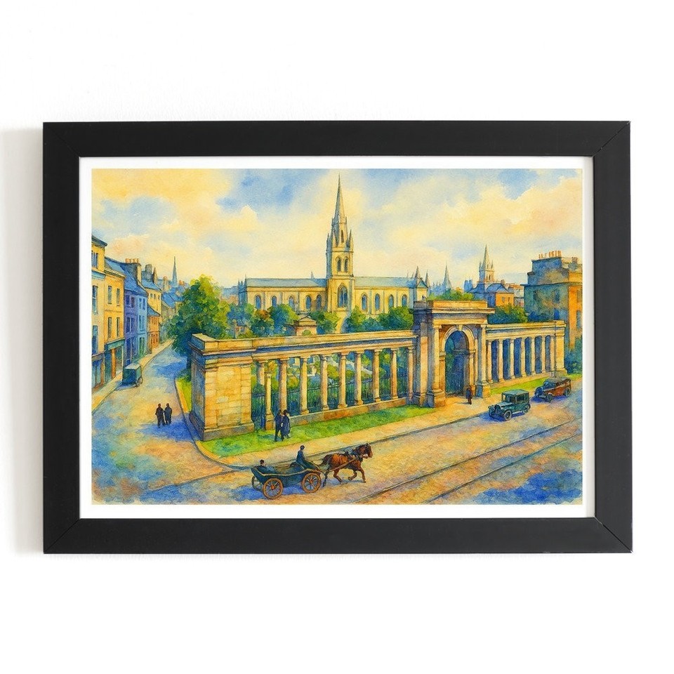 A4 PRINT - Aberdeen. East & West Churches - Vintage Art Style | eBay UK