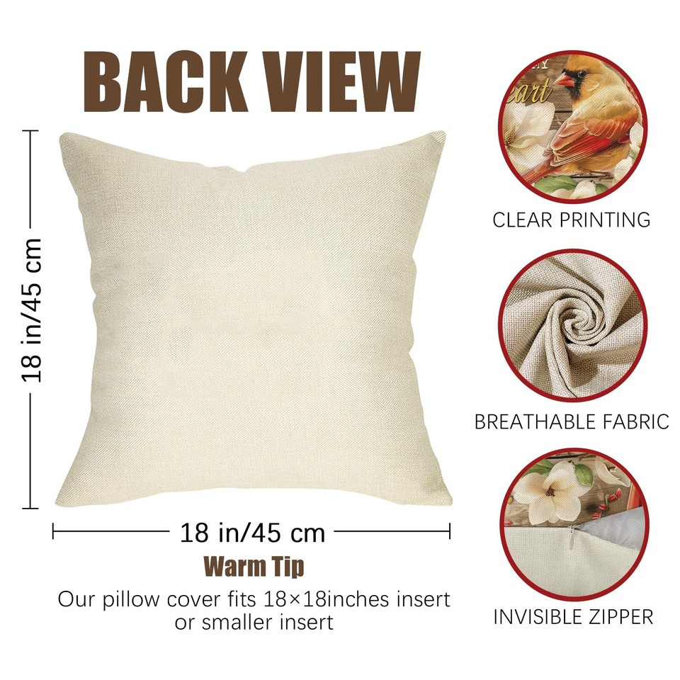 Memorial Cardinal Magnolia Decorative Throw Pillow Cover 18 x 18 ...