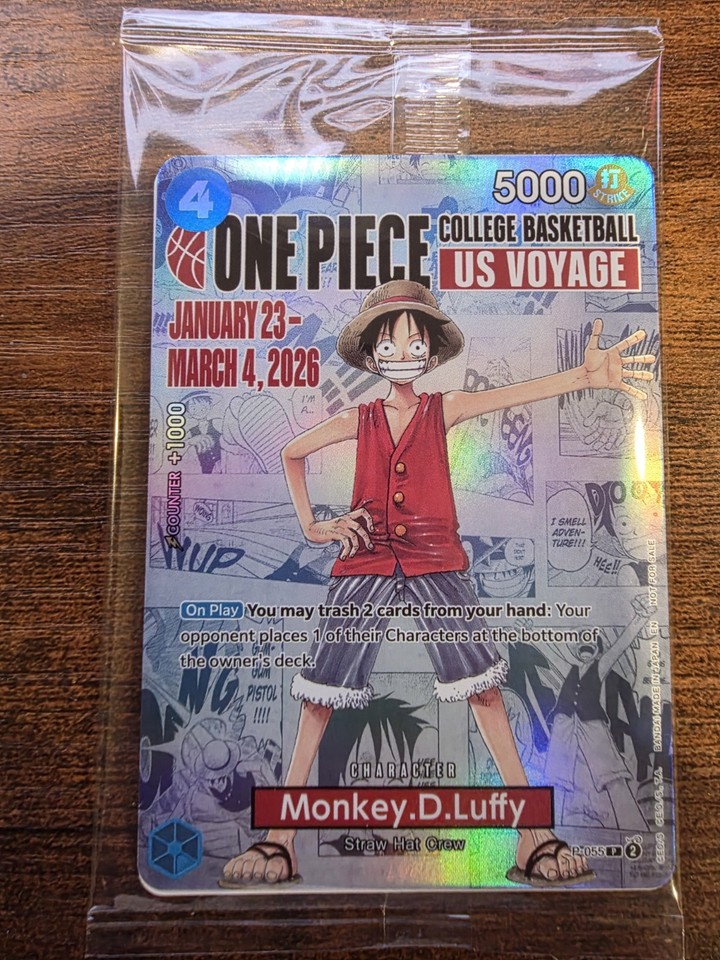 One Piece Monkey D. Luffy US Voyage College Basketball Card Rutgers 1/ ...