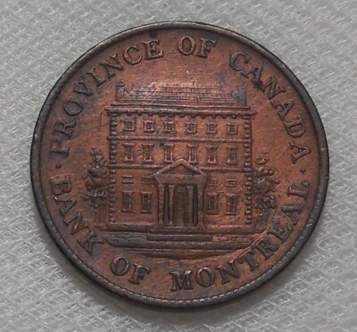 1844 BANK OF MONTREAL CANADA HALF PENNY TOKEN HIGH GRADE | eBay