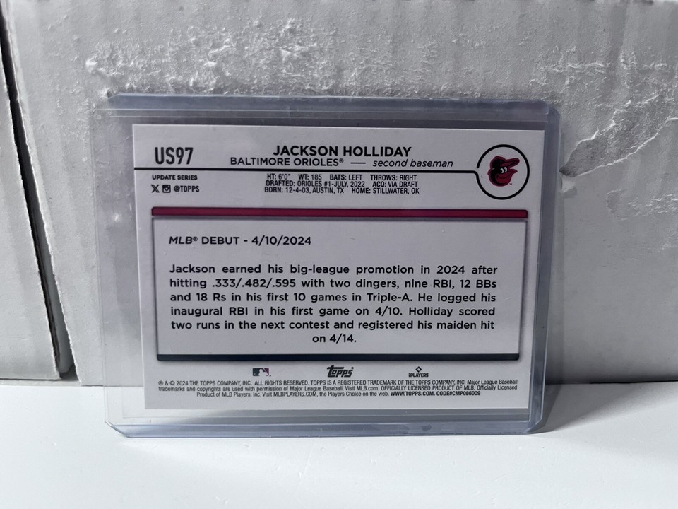2024 Topps Update Jackson Holliday RC Rookie Debut US97 | eBay