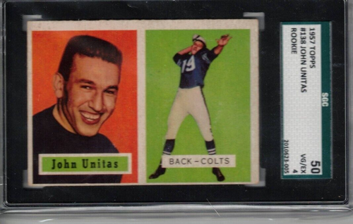 1957 Topps - #138 JOHN UNITAS (ROOKIE CARD) BALTIMOE COLTS SGC 4 VG/EX ...