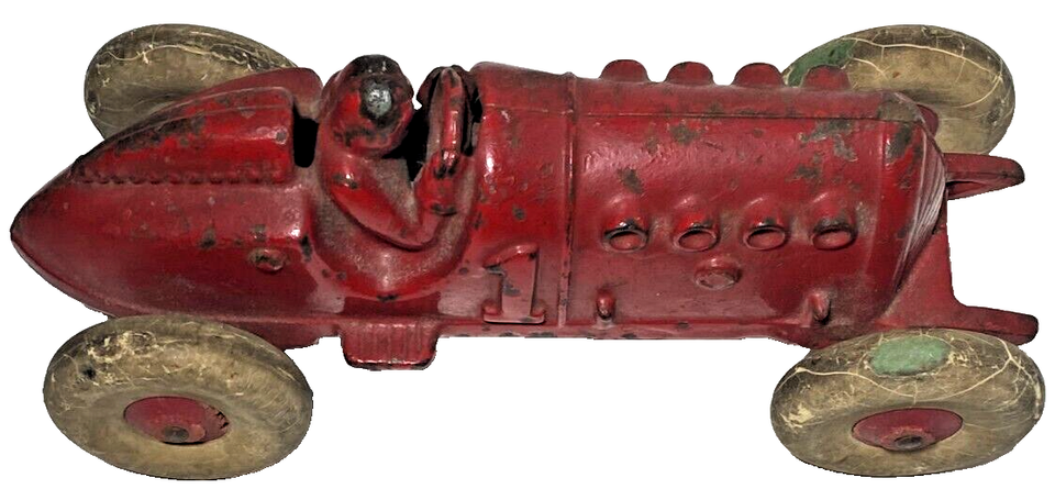LARGE HUBLEY RACE CAR CAST IRON RACER #1 w/ BALLOON TIRES - 8*L | eBay