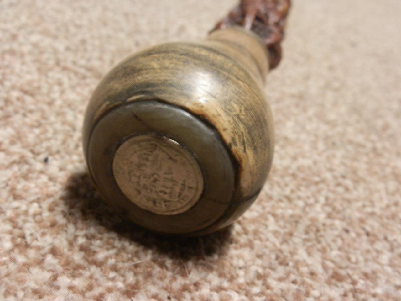 Antique Rare Walking Stick Made With Walnuts W- Treen Top & Silver Coin ...