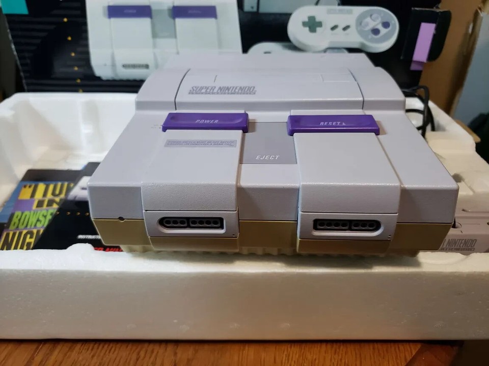 Super NES Super IN BOX Console, Controllers, Cords, Game - Tested NO ...