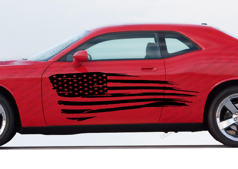 Distressed Flag Graphic Decal Side body Fits any Truck Dodge Ram ...