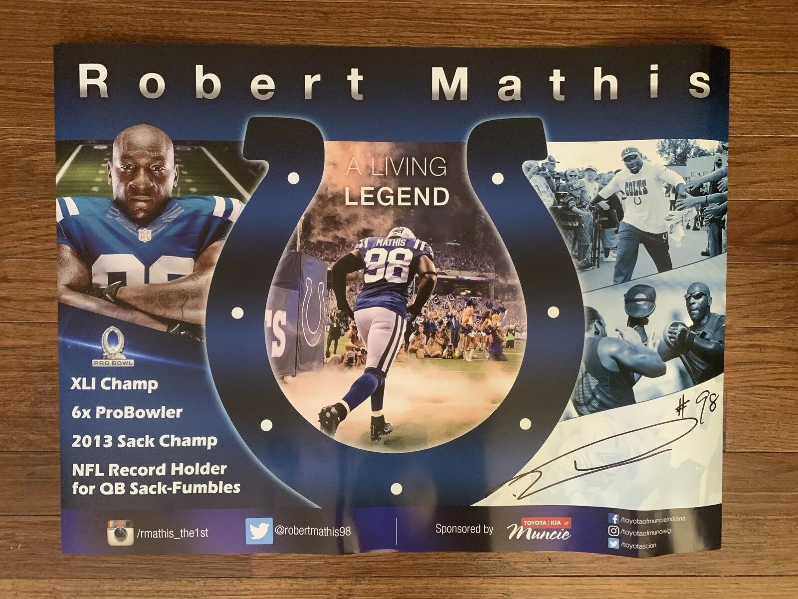 Robert Mathis Poster Indianapolis Colts Team Poster Signed In Person ...
