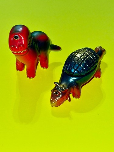 Rampage Toys Sofubi Dino's Set Red Blue Green Gold | eBay