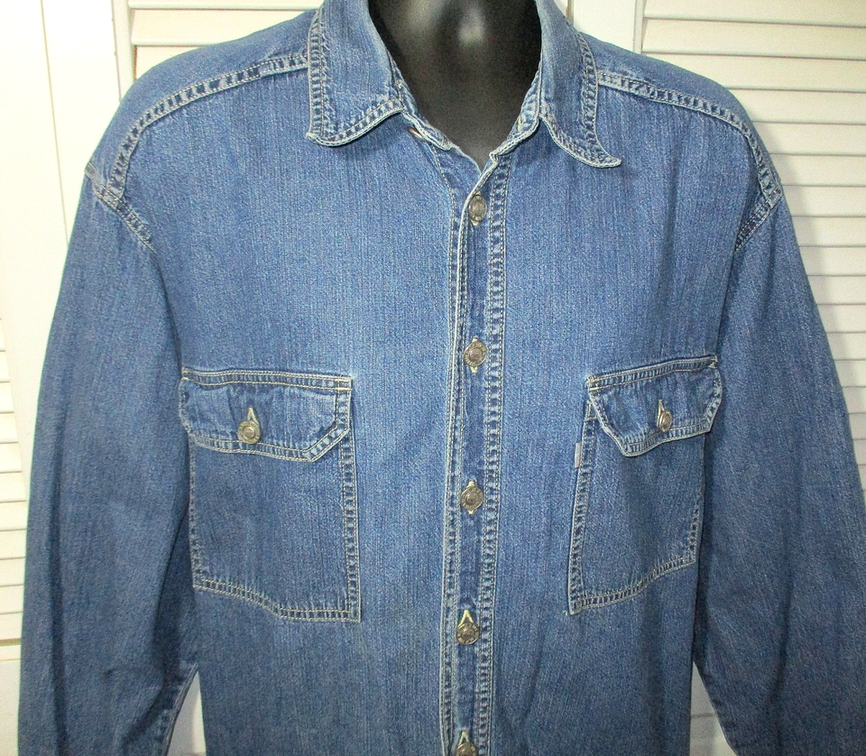 Vintage LEVI'S SILVERTAB Button Up L/S Denim Shirt~Men's Loose XL ...