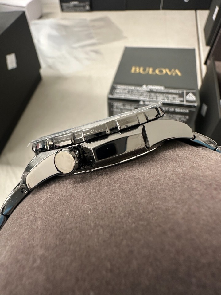 Bulova Marine Star Chronograph Quartz Red Dial Gray IP Steel Men's ...