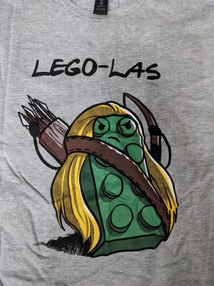 Funny LEGOlas Lord of the Rings Legolas Qwertee XL Gray Grey NEW T ...
