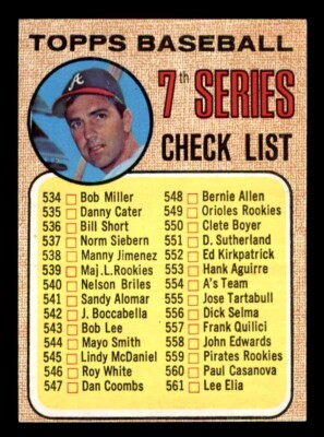 1968 Topps Baseball #518 7th Series Checklist (534-598) EX/MT *f3 | eBay