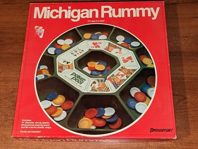 Michigan Rummy Vintage 1980 Pressman Board Game Poker Style Card Game w ...