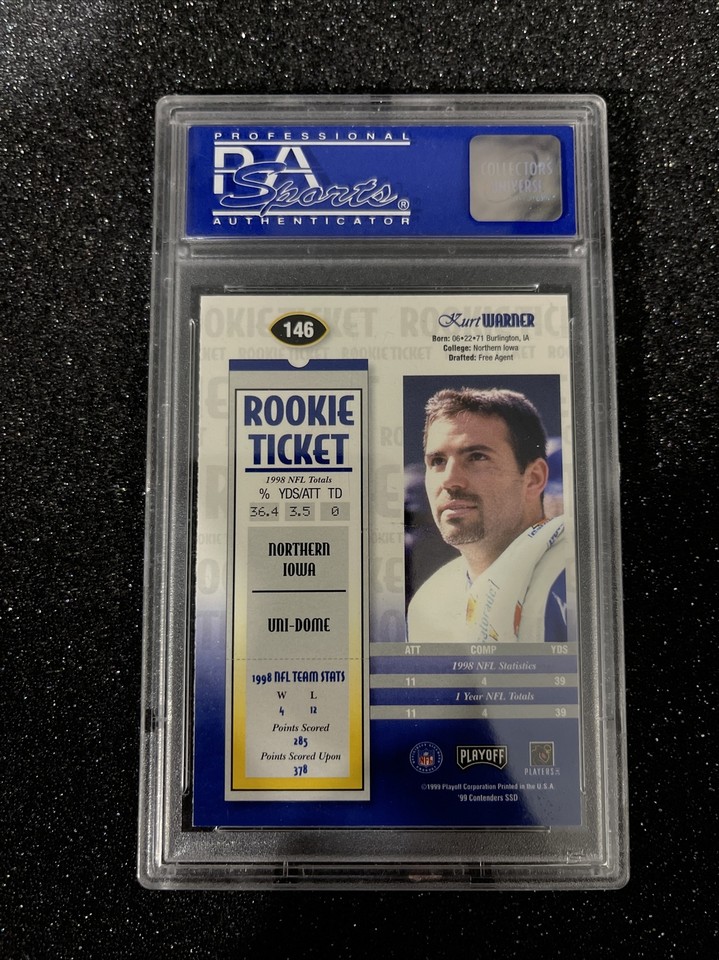 1999 Playoff Contenders Auto Kurt Warner PSA 9 #146 Rookie Ticket RC ...